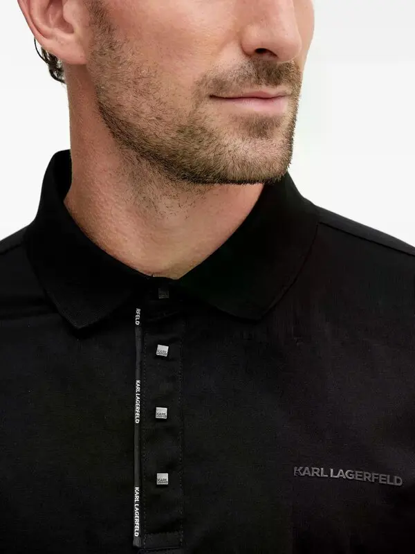 Karl Lagerfeld Buttoned Long-sleeve Polo Shirt