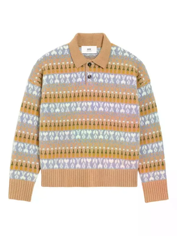 Ami Fair Isle-knit Polo Sweater