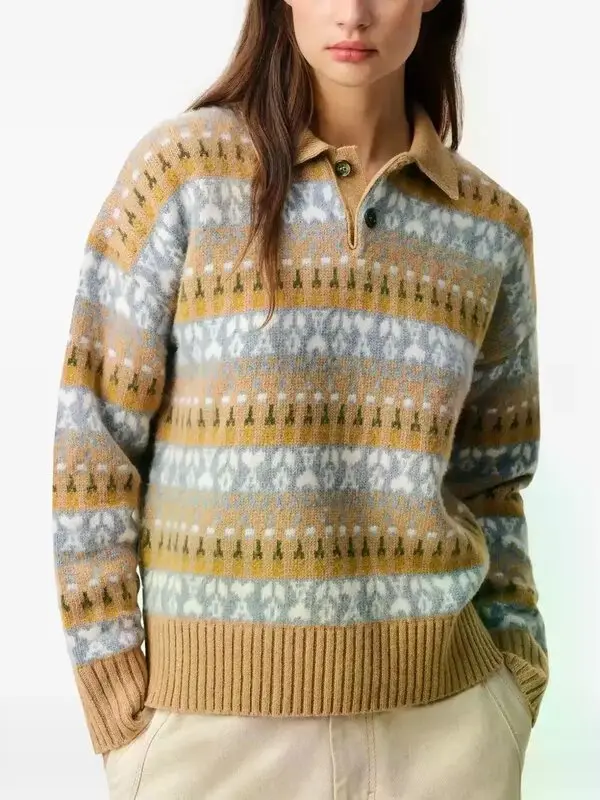 Ami Fair Isle-knit Polo Sweater