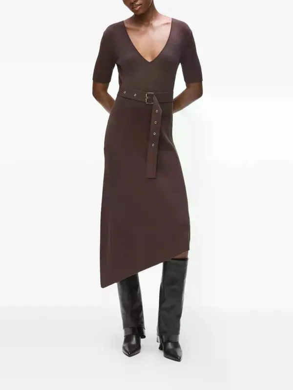 Karl Lagerfeld Belted V-neck Midi Dress