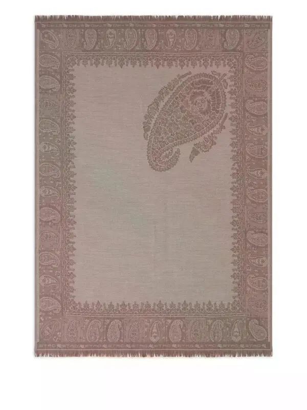 Etro Floral-paisley Wool Blanket - Neutrals