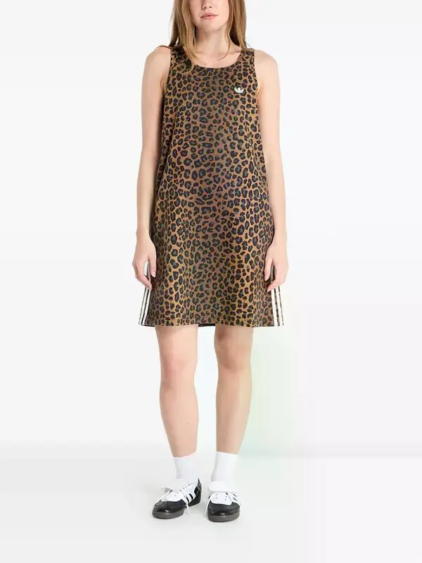 Adidas Leopard-print Mini Dress - Neutrals