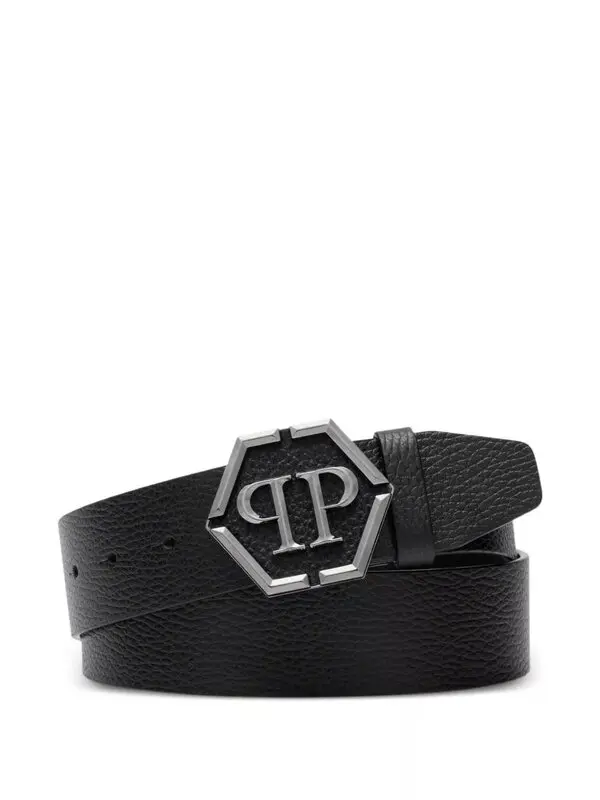 Philipp Plein Logo-buckle Leather Belt - Black