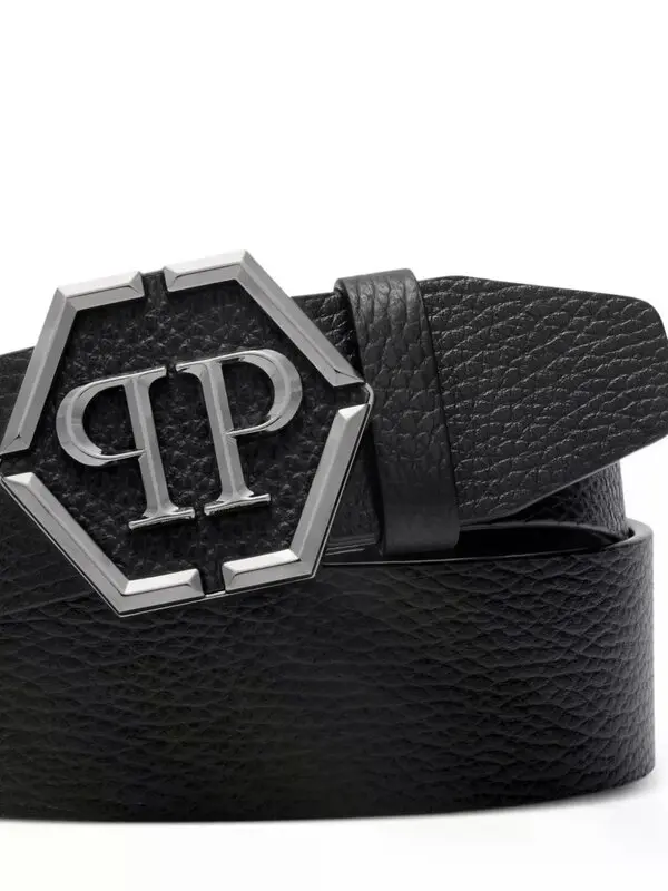 Philipp Plein Logo-buckle Leather Belt - Black