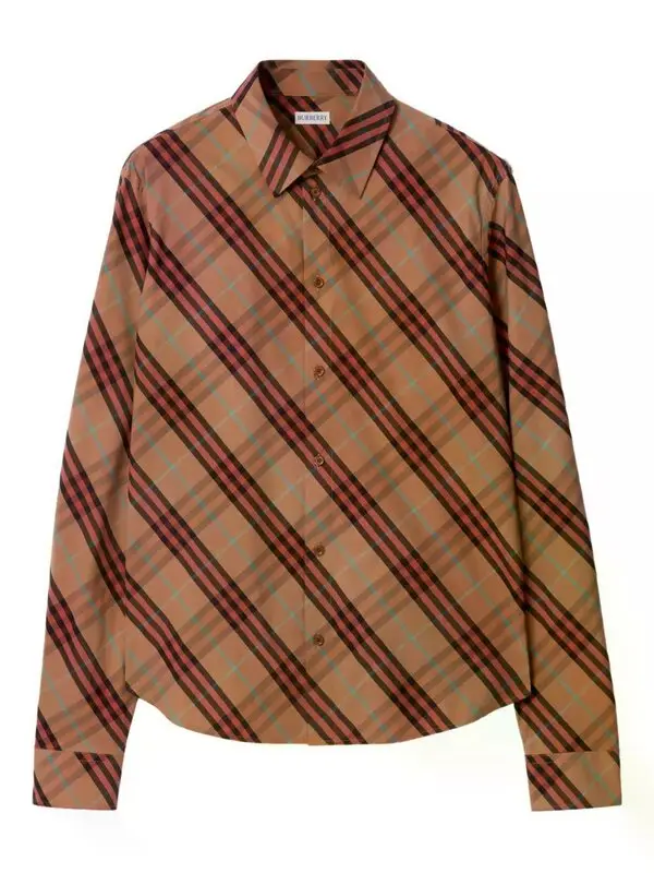 Burberry Checked Buttoned Cotton Shirt - Brown