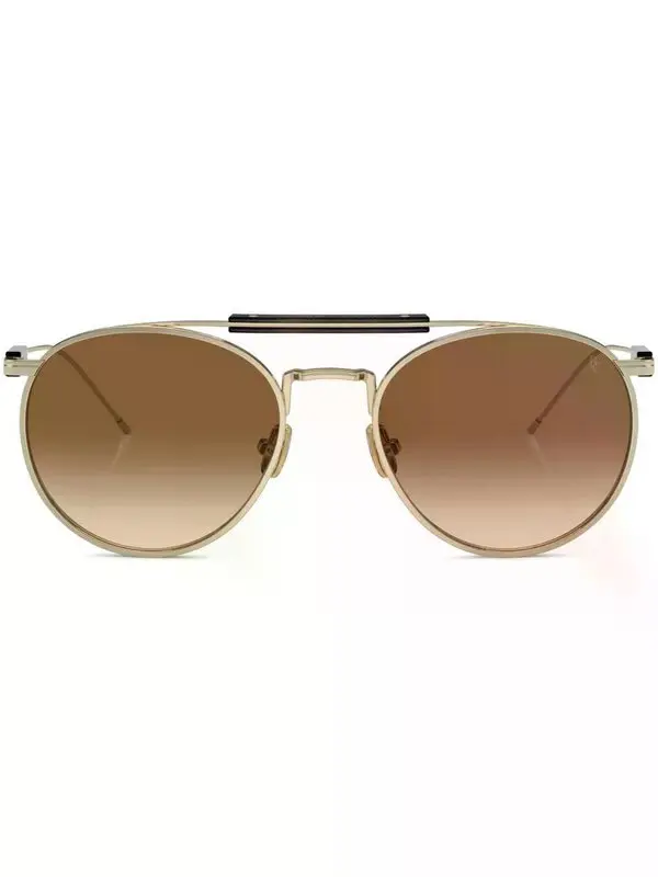 Brunello Cucinelli Round-frame Sunglasses - Pale Gold