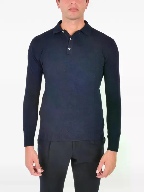 FRANZESE COLLECTION Ribbed Polo Collar - Blue