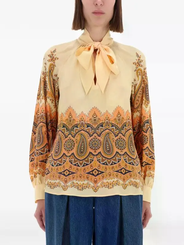 Etro Paisley-pattern Bow Blouse - Neutrals
