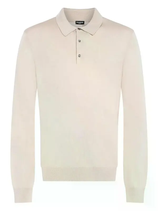 FRANZESE COLLECTION Buttoned Ribbed Polo Shirt - Neutrals