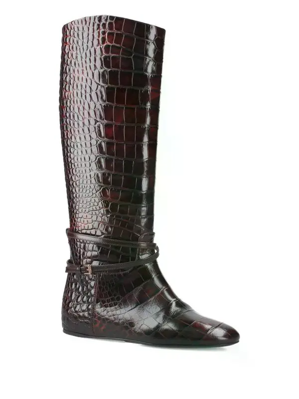 Premiata Croc-embossed Buckle Boots