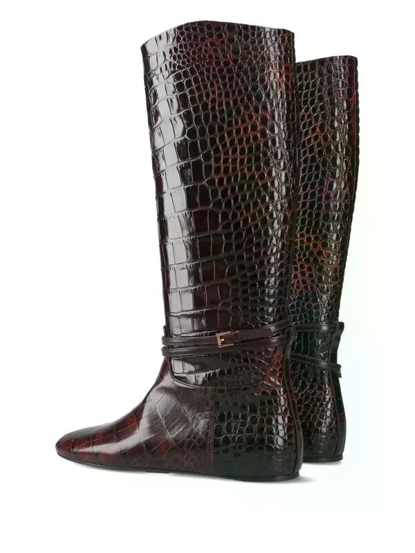 Premiata Croc-embossed Buckle Boots