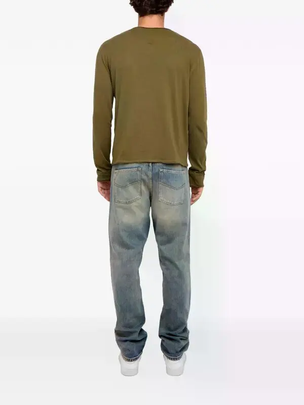 Zadig&Voltaire Monsatir Henley Button-detail Graphic Long-sleeve T-shirt - Green