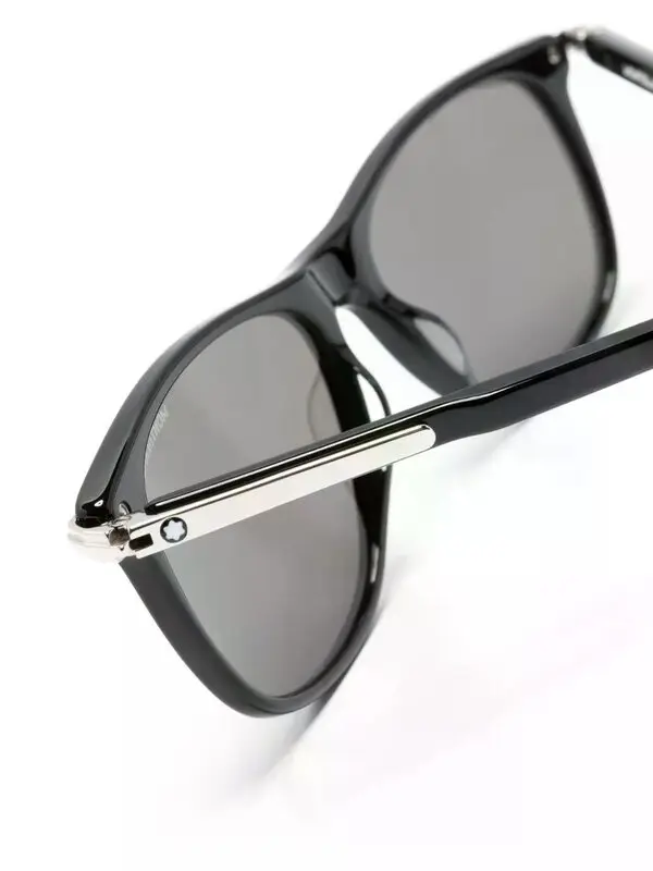 Montblanc Logo-plaque Square-frame Sunglasses - Black