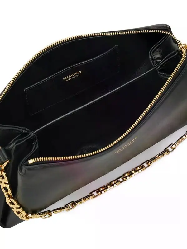 FERRAGAMO Gancini Chain Crossbody Bag - Black