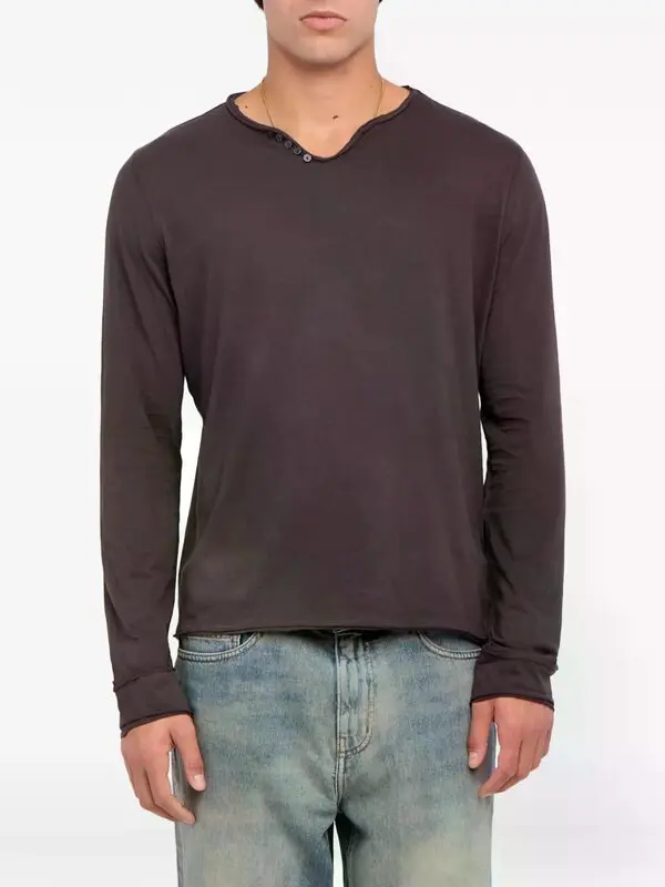 Zadig&Voltaire Monsatir Henley Button-detail T-shirt - Grey