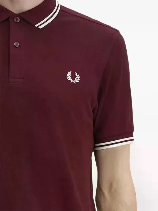 Fred Perry M3600 Striped Logo Polo Shirt - Red