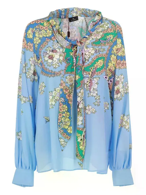 Etro Floral Paisley Tie-neck Top