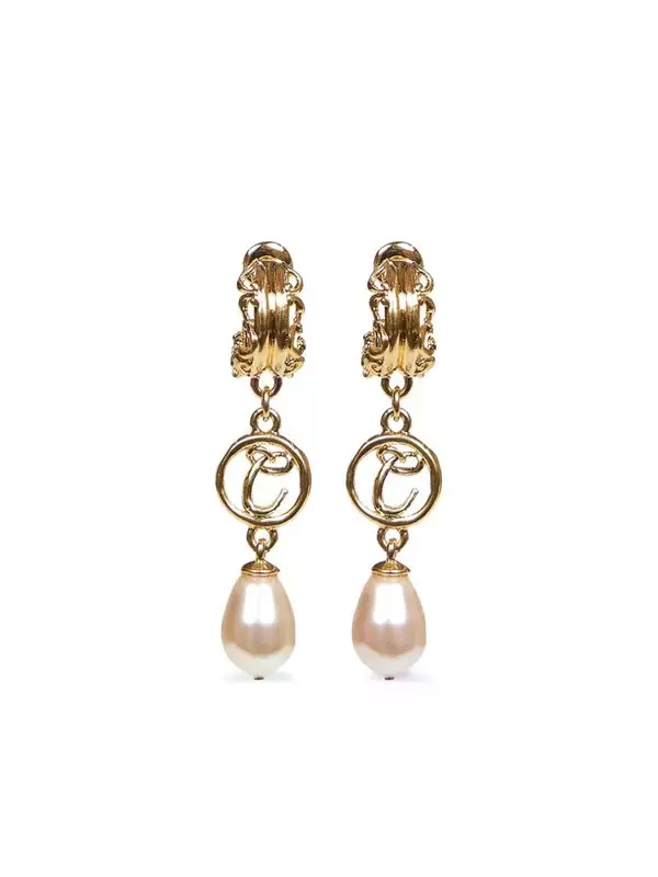 Chloé Ornamental-detail Pearl-pendant Earrings - Gold