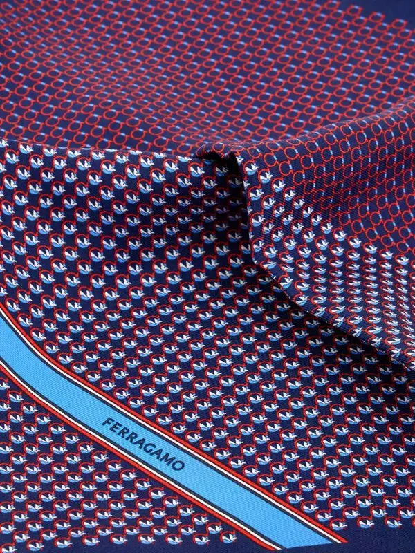 FERRAGAMO Gancini Pegasus Print Pocket Square Scarf