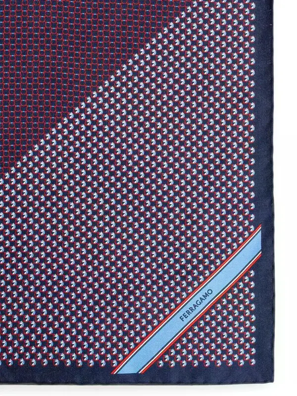 FERRAGAMO Gancini Pegasus Print Pocket Square Scarf - Blue
