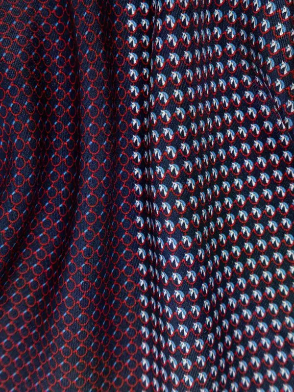 FERRAGAMO Gancini Pegasus Print Pocket Square Scarf - Blue