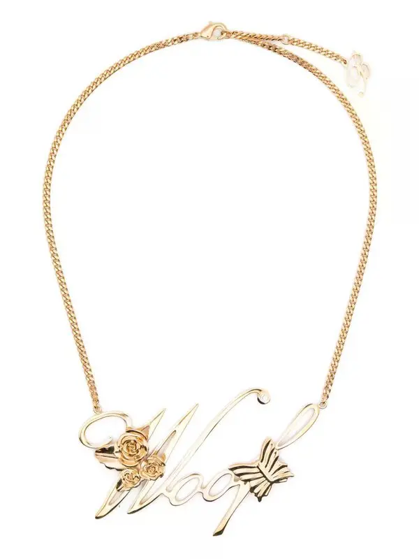 Blumarine Rose And Butterfly Detail Necklace - Gold