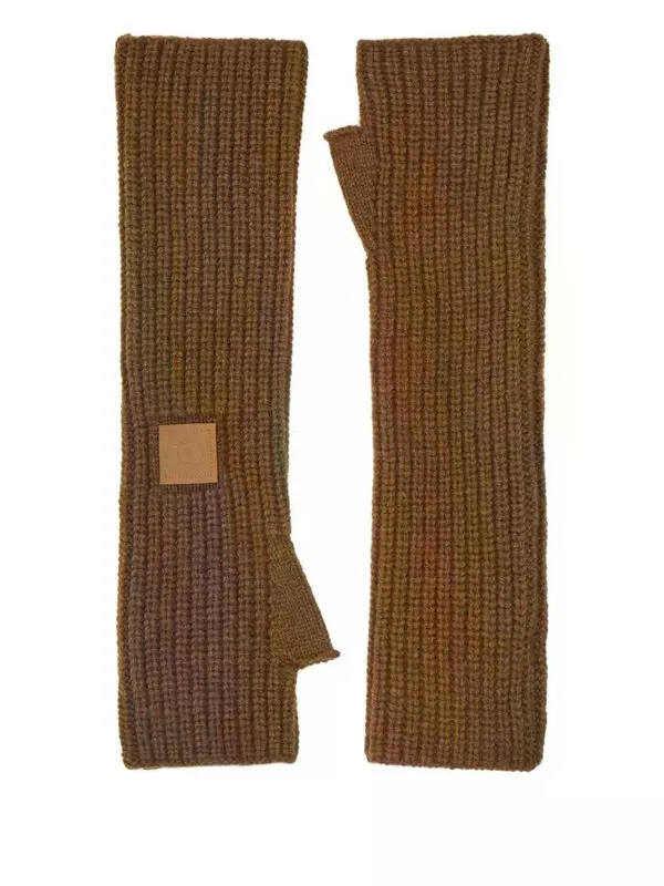 FERRAGAMO Knitted Hand Warmers With Thumbholes - Brown