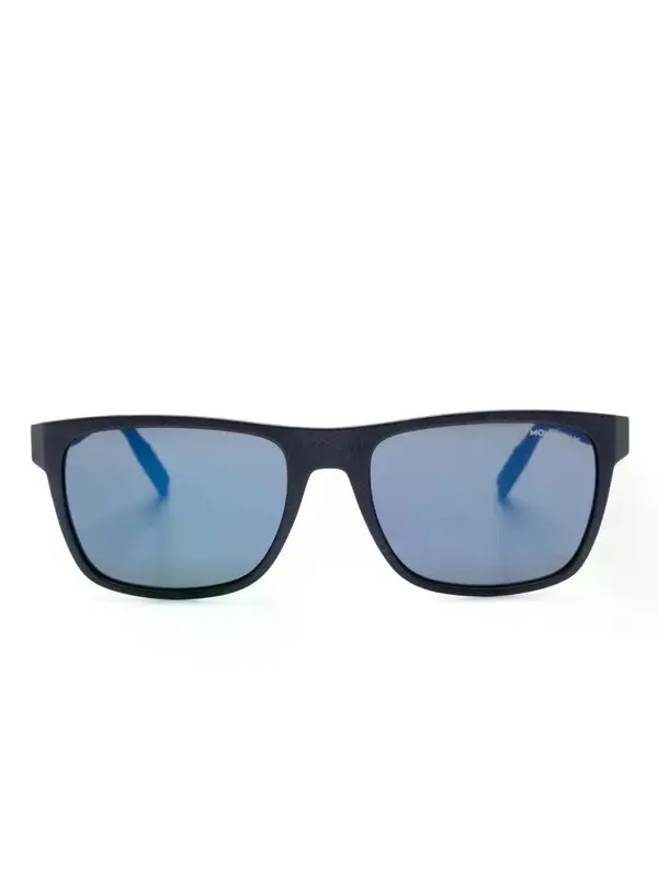 Montblanc Square-frame Mirrored Sunglasses - Blue