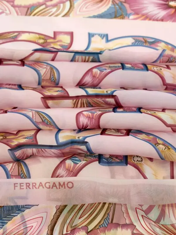 FERRAGAMO Gancini Floral-print Scarf