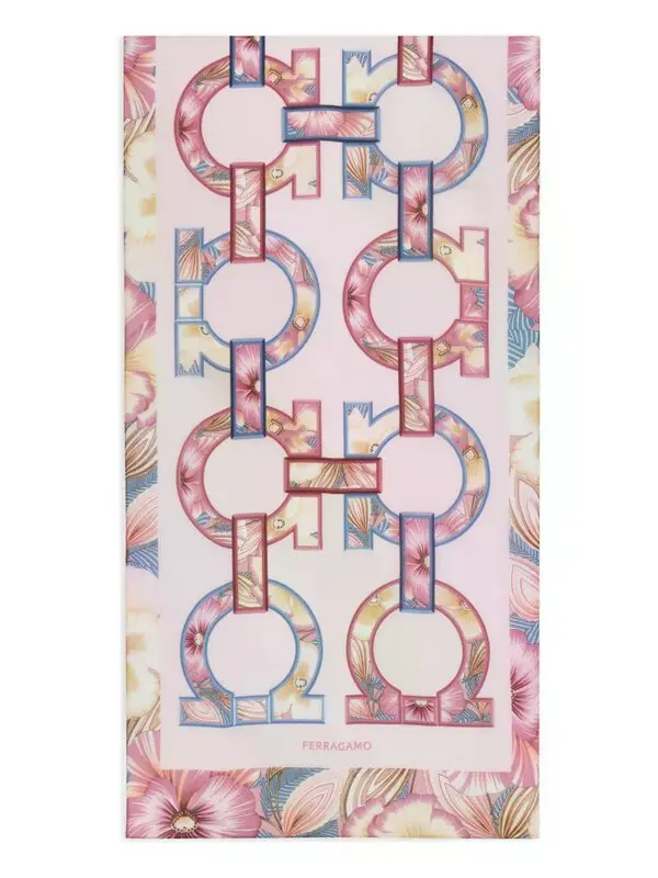 FERRAGAMO Gancini Floral-print Scarf