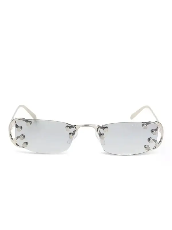 Prada Studded Rectangle Sunglasses - Silver