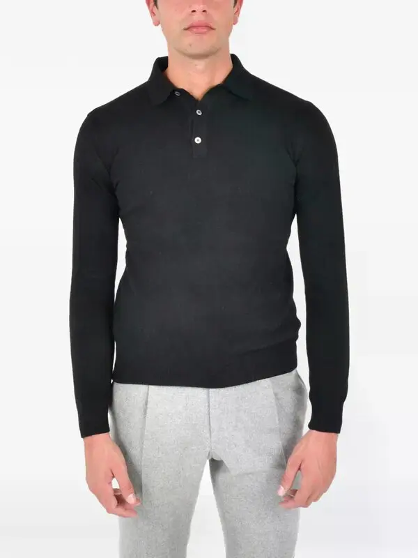 FRANZESE COLLECTION Ribbed Polo Shirt - Black