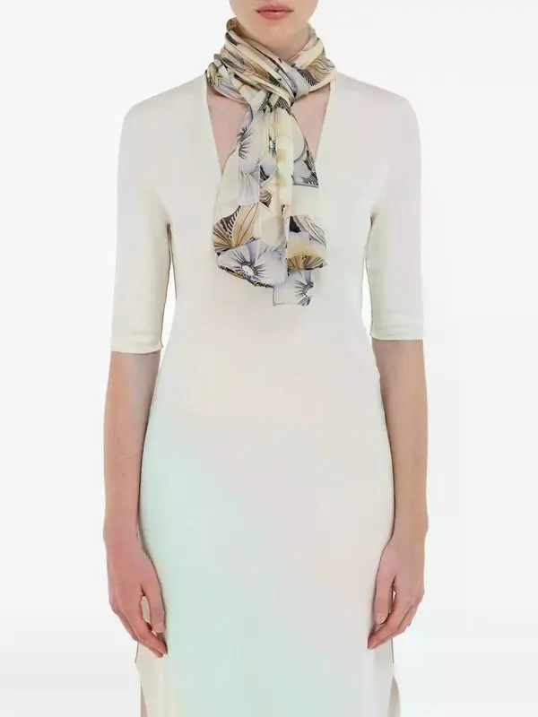 FERRAGAMO Gancini Brezza-print Silk Scarf - Neutrals
