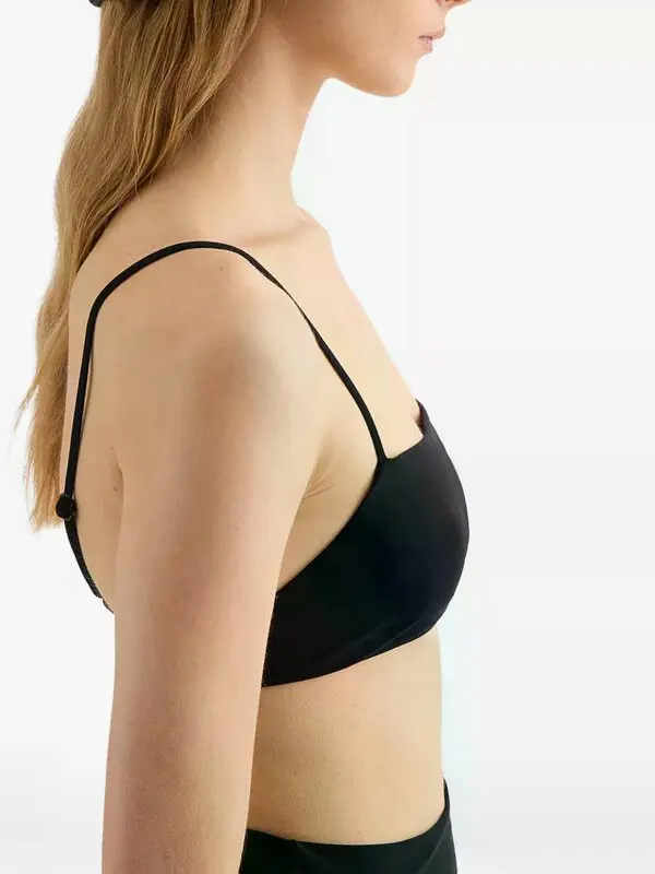 JIL SANDER Jersey Bikini Top With Interlocking Closure - Black