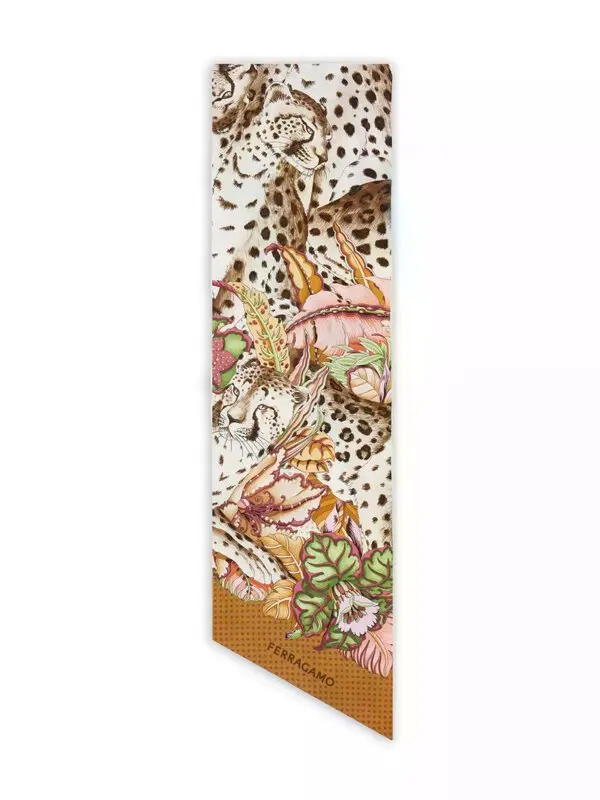 FERRAGAMO Cheetah-print Silk Scarf - Neutrals