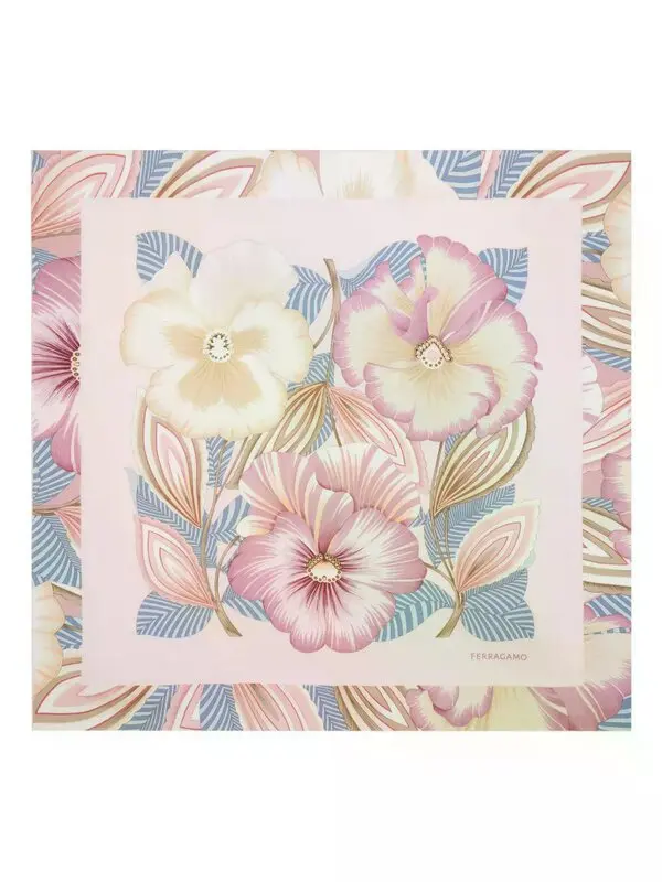 FERRAGAMO Floral Silk Scarf - Pink