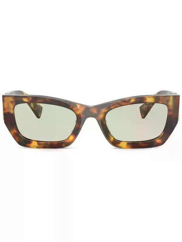 Miu Miu Logo-lettering Square Frame Sunglasses - Brown