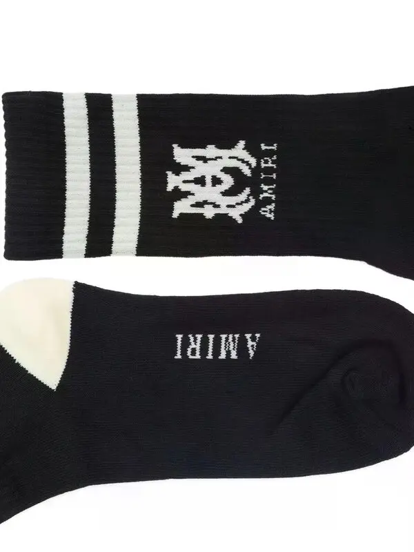 Amiri Logo Stripe Socks - Black
