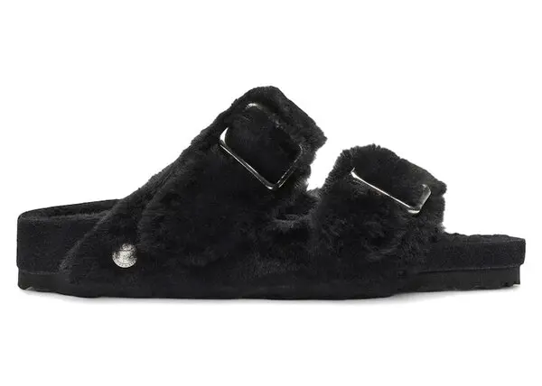 BIRKENSTOCK 1774 Arizona Shearling Slides - Black