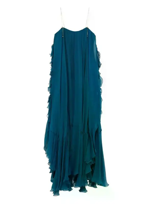 Chloé Ruffled Silk Dress - Green