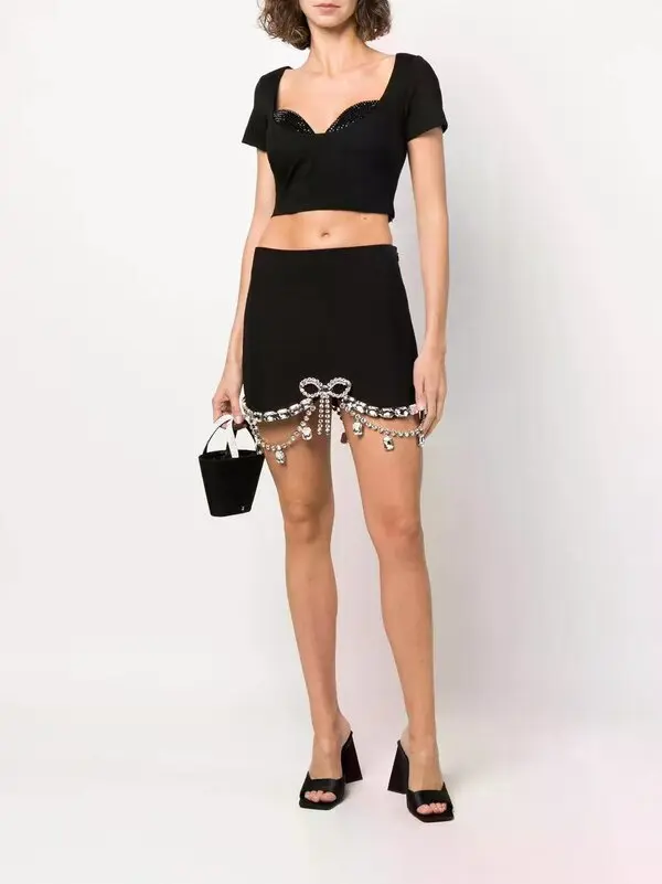 AREA Crystal-embellished Mini Skirt