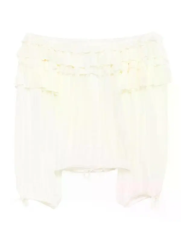 Cynthia Rowley Ruffled Off-the-shoulder Blouse - Neutrals