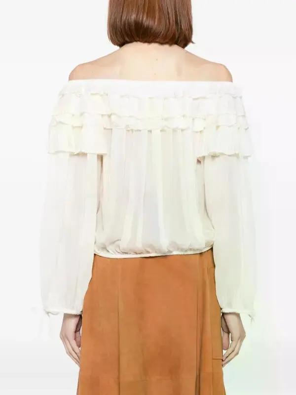 Cynthia Rowley Ruffled Off-the-shoulder Blouse - Neutrals