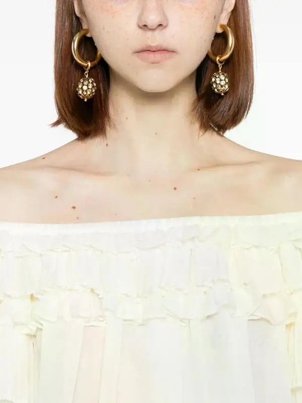 Cynthia Rowley Ruffled Off-the-shoulder Blouse - Neutrals
