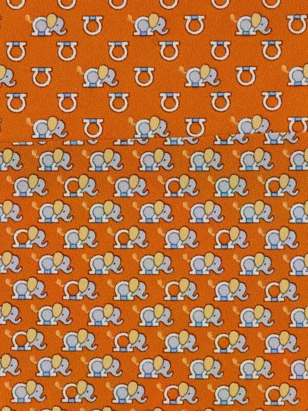 FERRAGAMO Elephant Gancini Silk Necktie