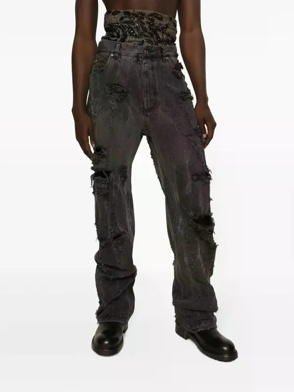 Dolce & Gabbana Distressed Straight-leg Jeans