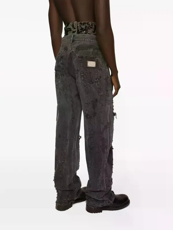 Dolce & Gabbana Distressed Straight-leg Jeans