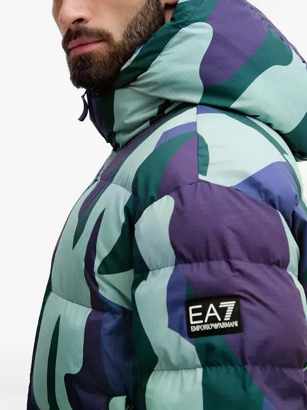 EA7 Camouflage Hooded Down Jacket