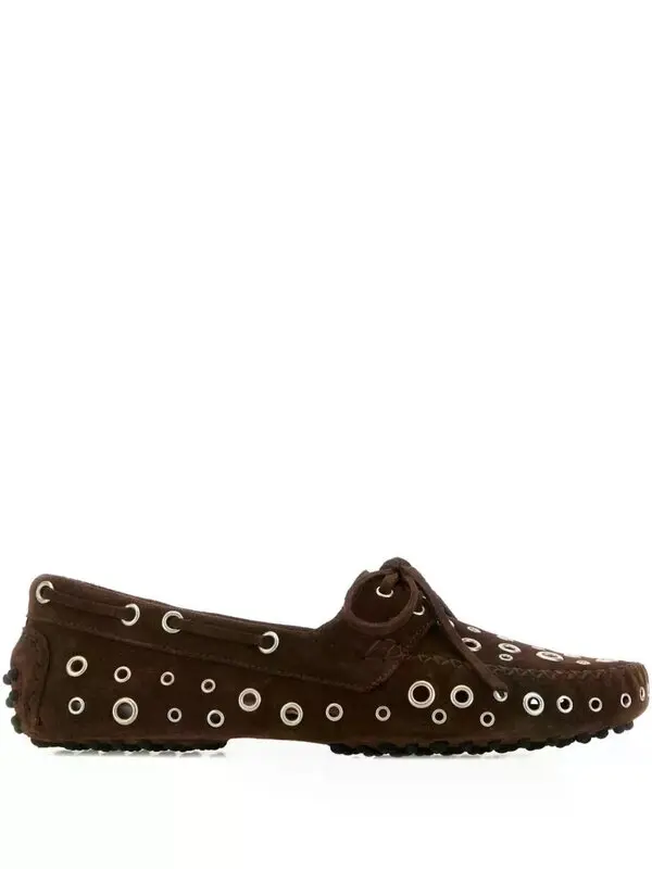 Gimaguas Car Eyelets Suede Loafers - Brown