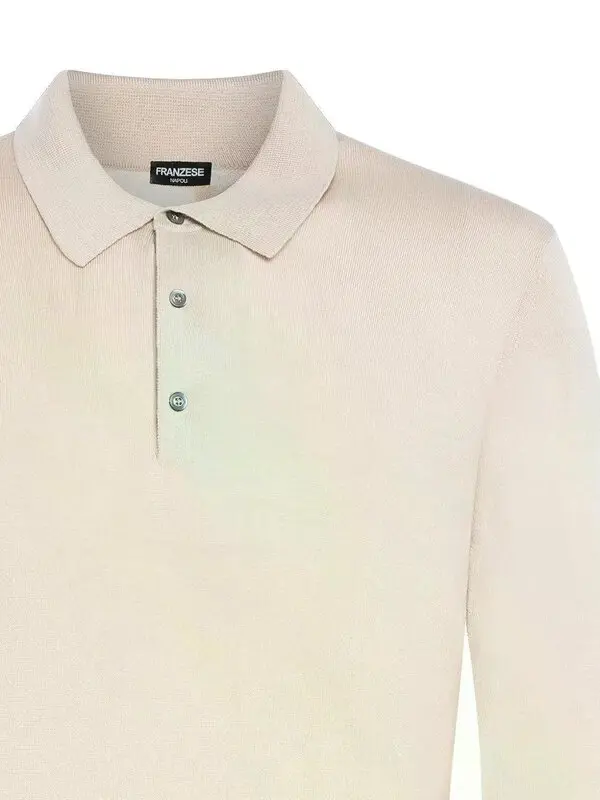 FRANZESE COLLECTION Buttoned Ribbed Polo Shirt - Neutrals